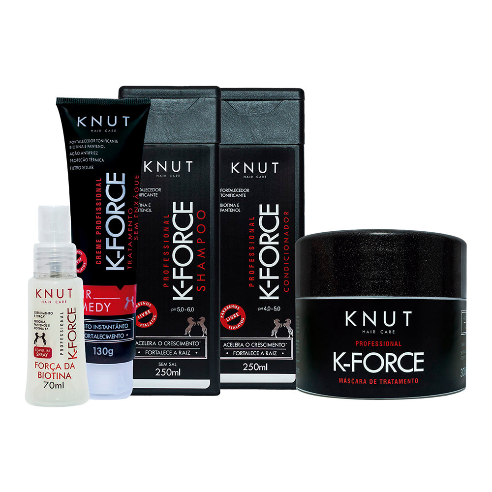 Kit KNUT K-FORCE: Shampoo 250ml + Condicionador 250ml + Máscara 300g ...